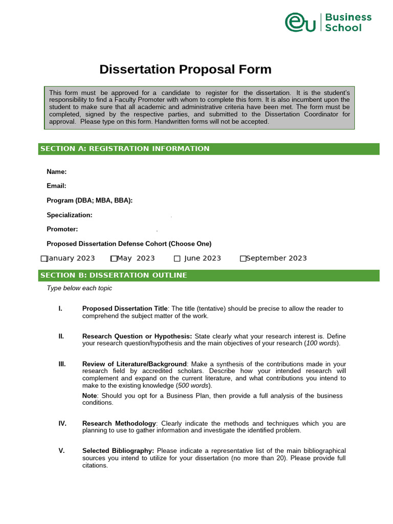 Dissertation Proposal Form - 2023-24 September 2023 | PDF | Thesis ...