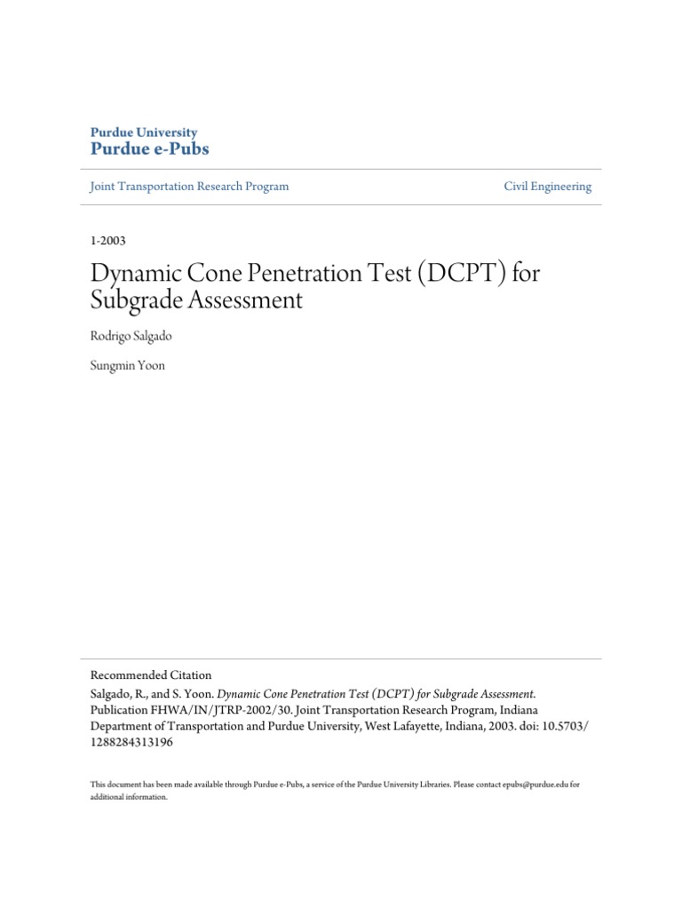Dynamic Cone Penetration Test Overview | PDF | Geotechnical Engineering ...