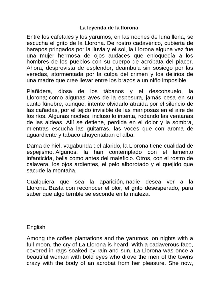 La Leyenda de La Llorona 1002 JM | PDF