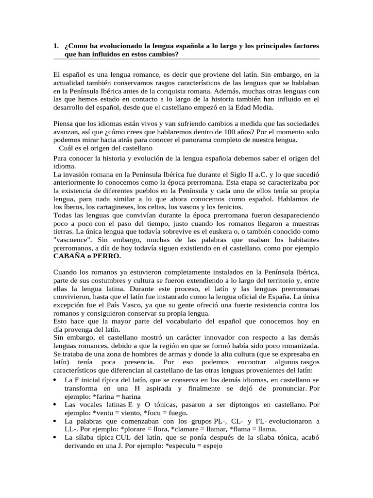 Historia y Evolución de La Lengua Española | PDF