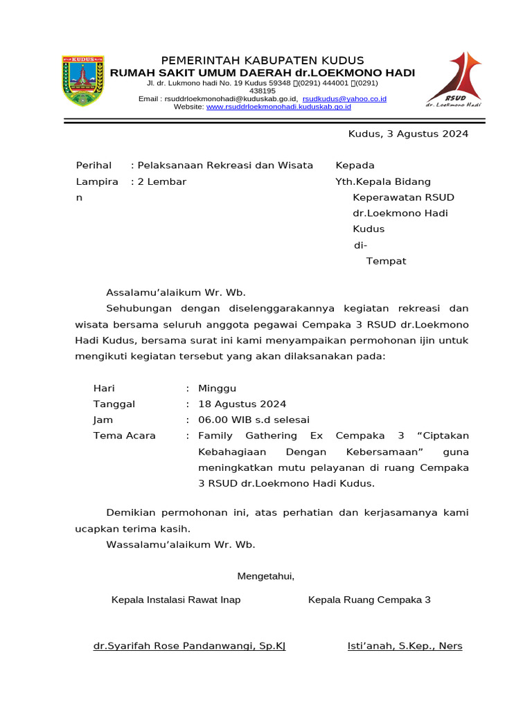Proposal Kegiatan Rekreasi RSUD Kudus | PDF