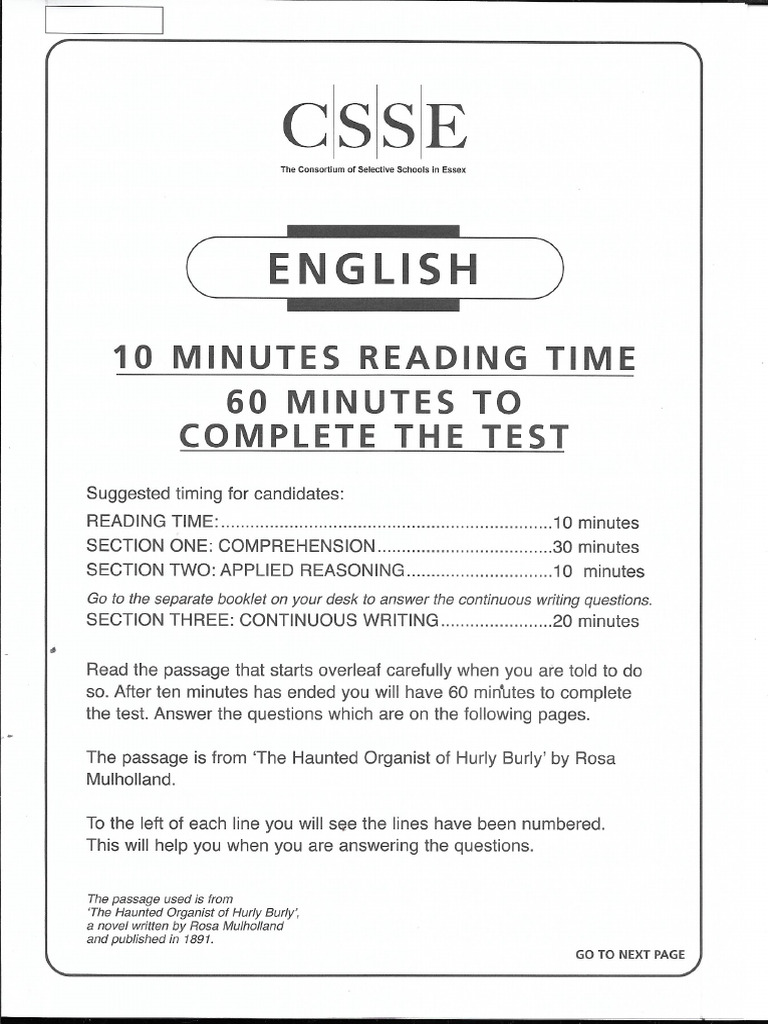 English 10 Minutes Reading Time | PDF
