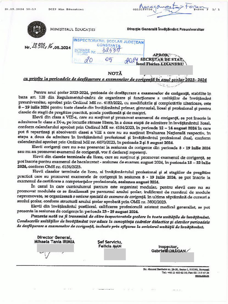 Nota Perioada Corigente 2023-2024 | PDF