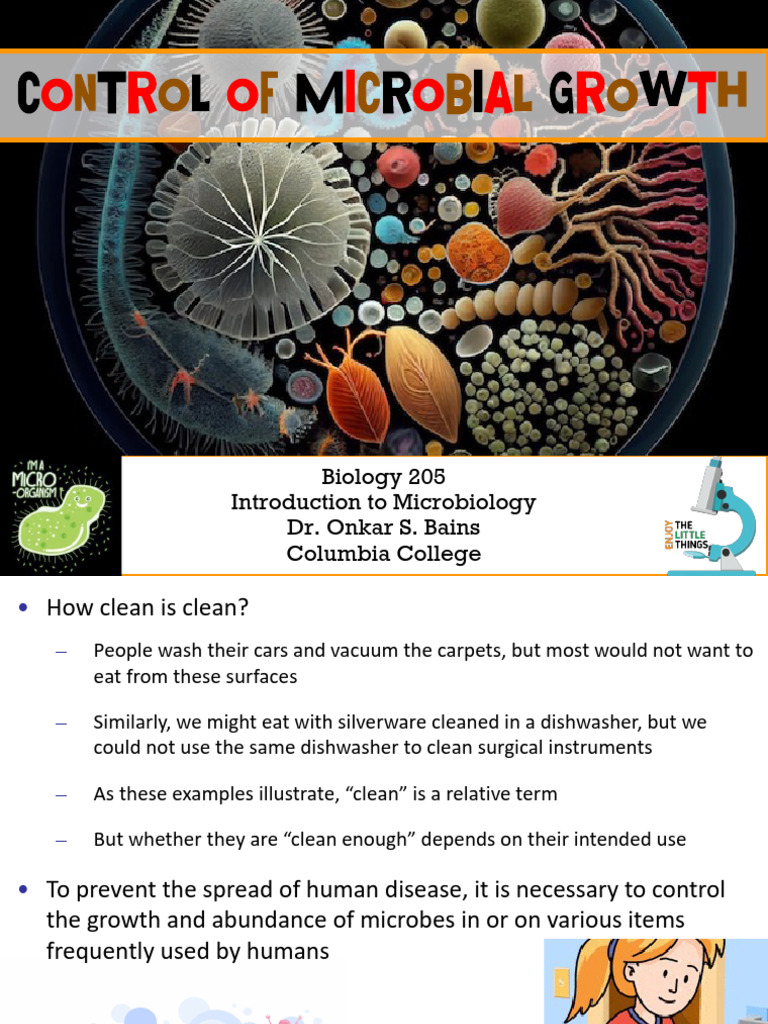 Biology 205 - Lecture 12 - Controlling Microbial Growth (Part 1 ...