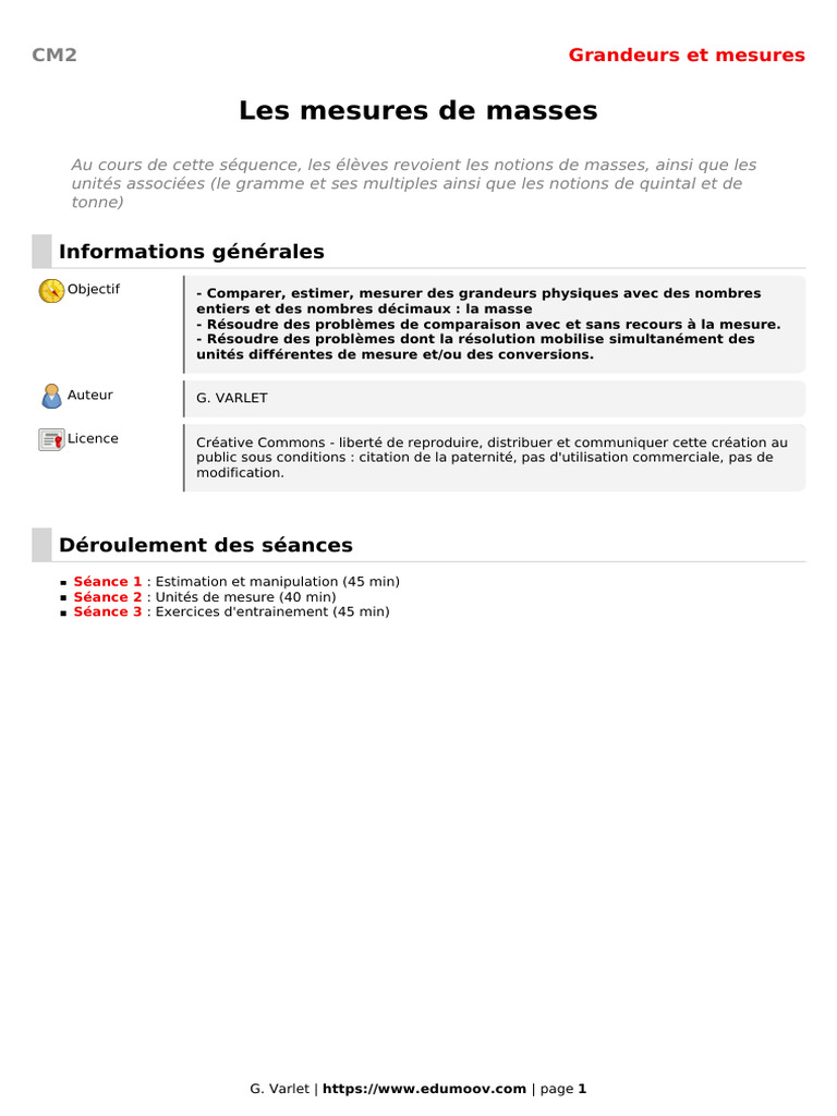 Les Mesures de Masses | PDF