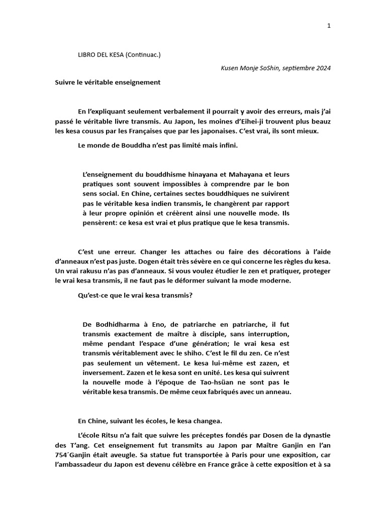 Significado del Kesa en el Zen | PDF | Dōgen | zen