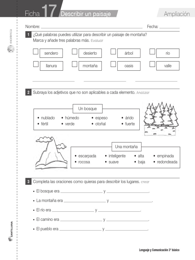 Ficha 17 DESCRIBIR UN PAISAJE | PDF