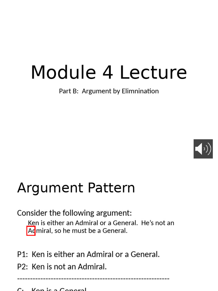 B. Argument by Elimination | PDF | Argument | Syntax (Logic)