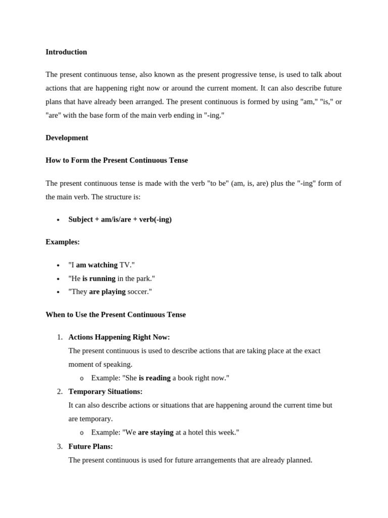 Present Continuos | PDF