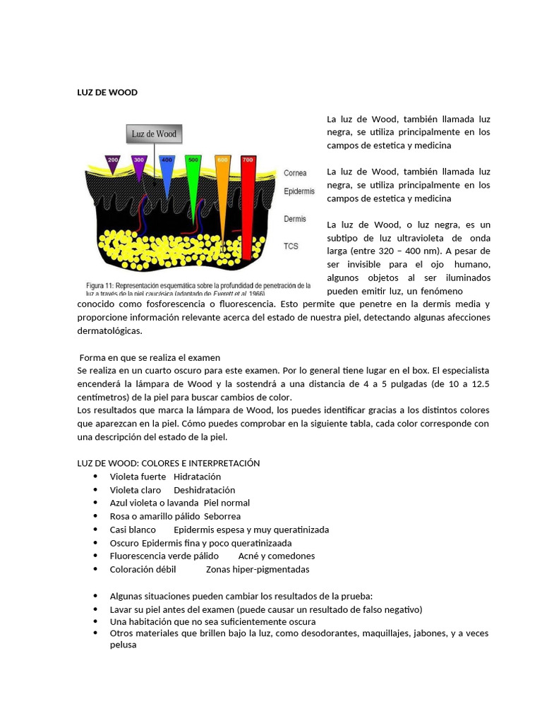Luz de Wood: Examen y Colores de Piel | PDF