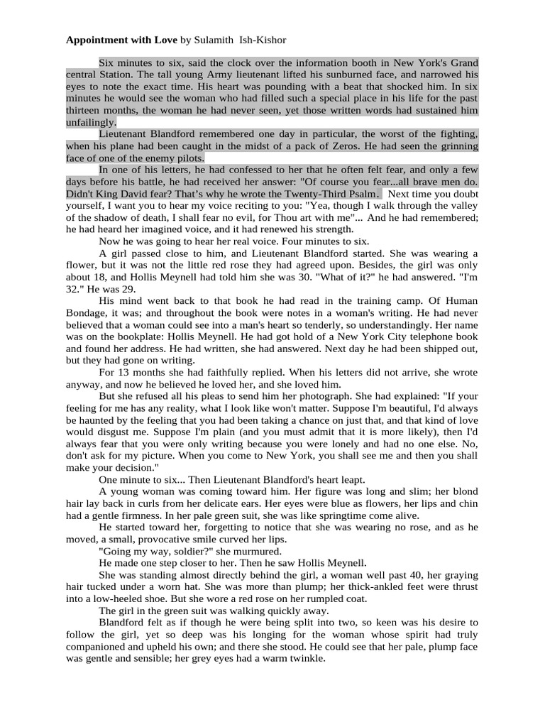 Appointment with Love. Analysis (отр) | PDF