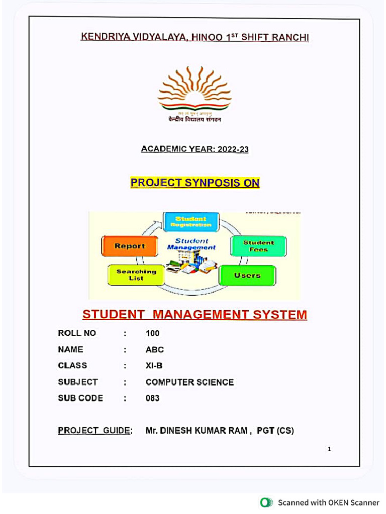 Sample Synopsis of Class 11 | PDF