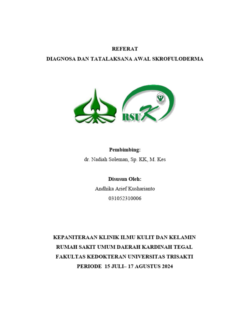 REFERAT - ANDHIKA ARIEF K - Diagnosa Dan Tatalaksana Awal Skrofuloderma ...