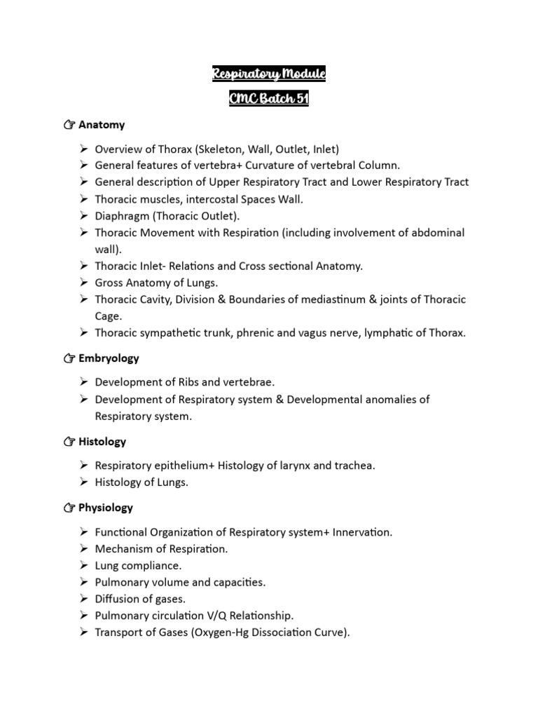 Respiratory Module CMC Batch 51 | PDF | Respiratory System ...