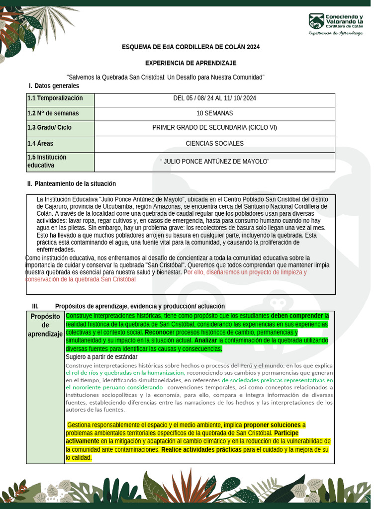 Esquema Ok EdA JPAM Cordillera de Colán | PDF | Infografia | Evaluación