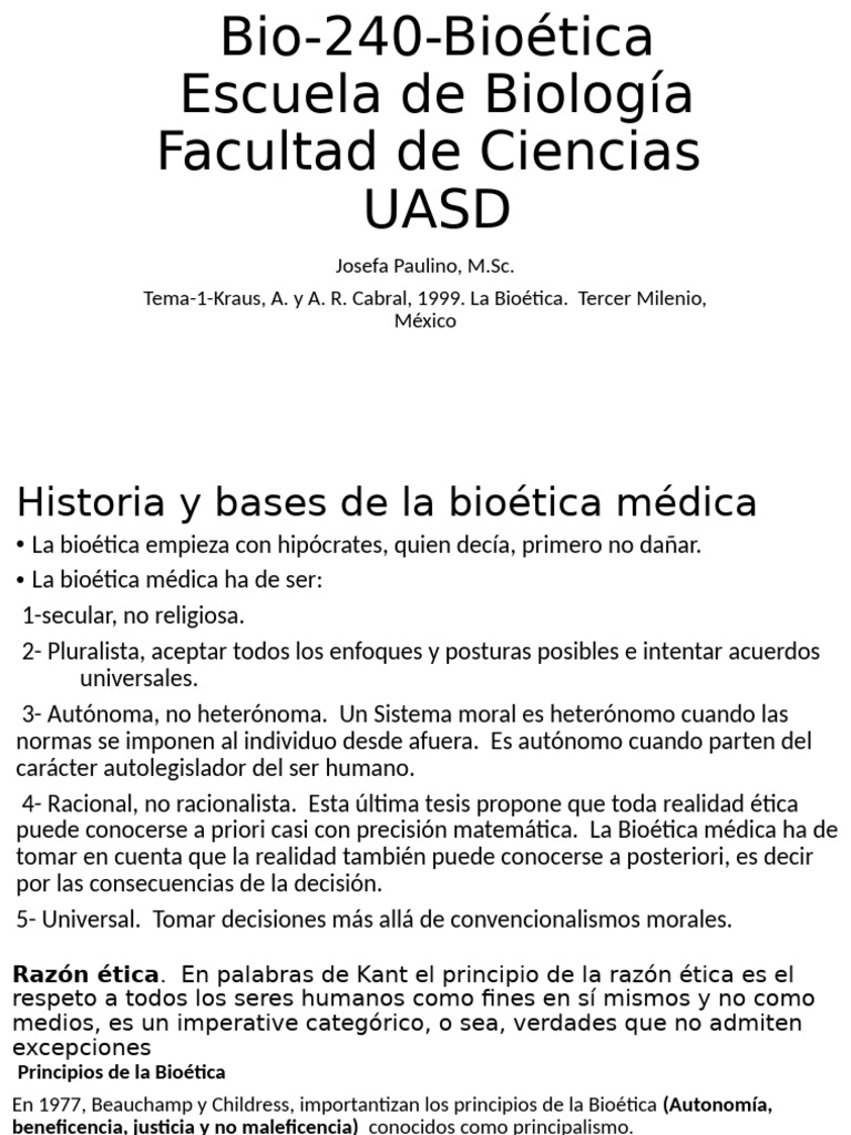 Bio-240-BioÃ©tica. Tema 1. Kraus y Cabral 1999 | PDF