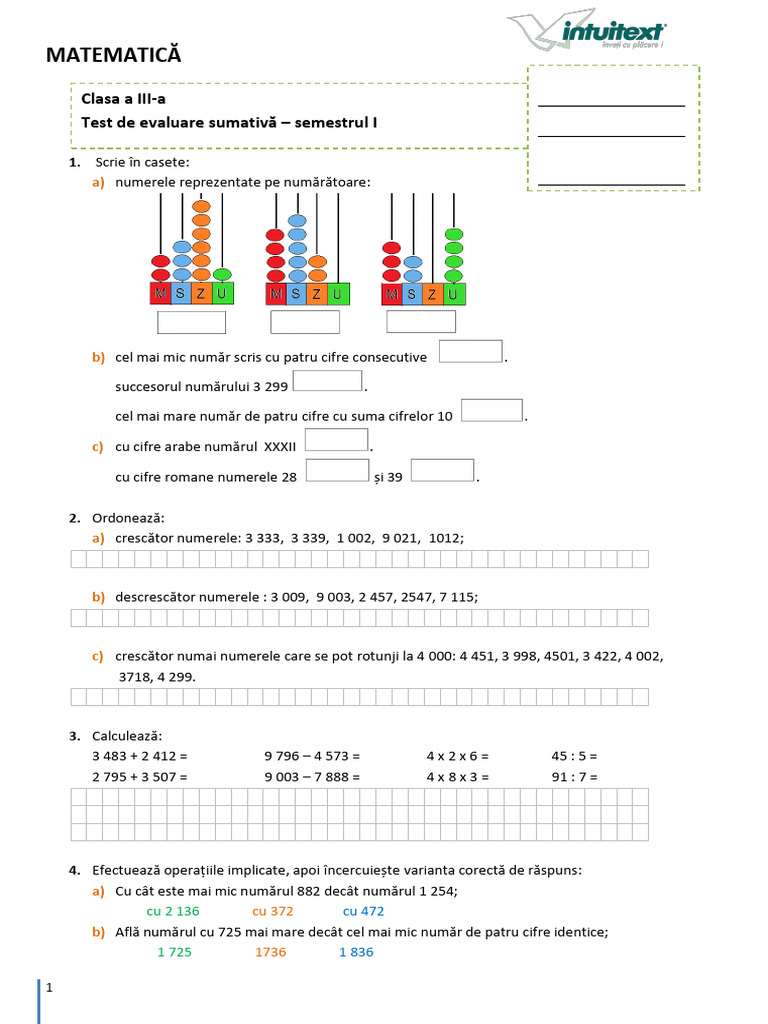 Mate - Fisa de Lucru - Vacanta | PDF