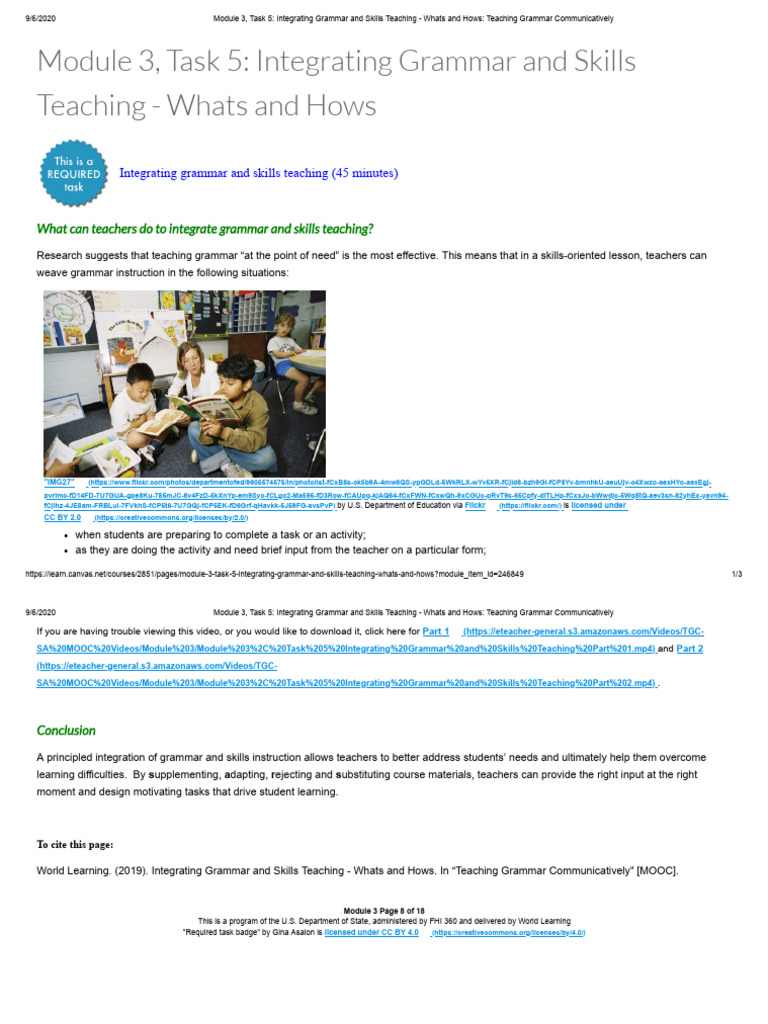 Module 3, Task 5 - Integrating Grammar and Skills Teaching - Whats and ...