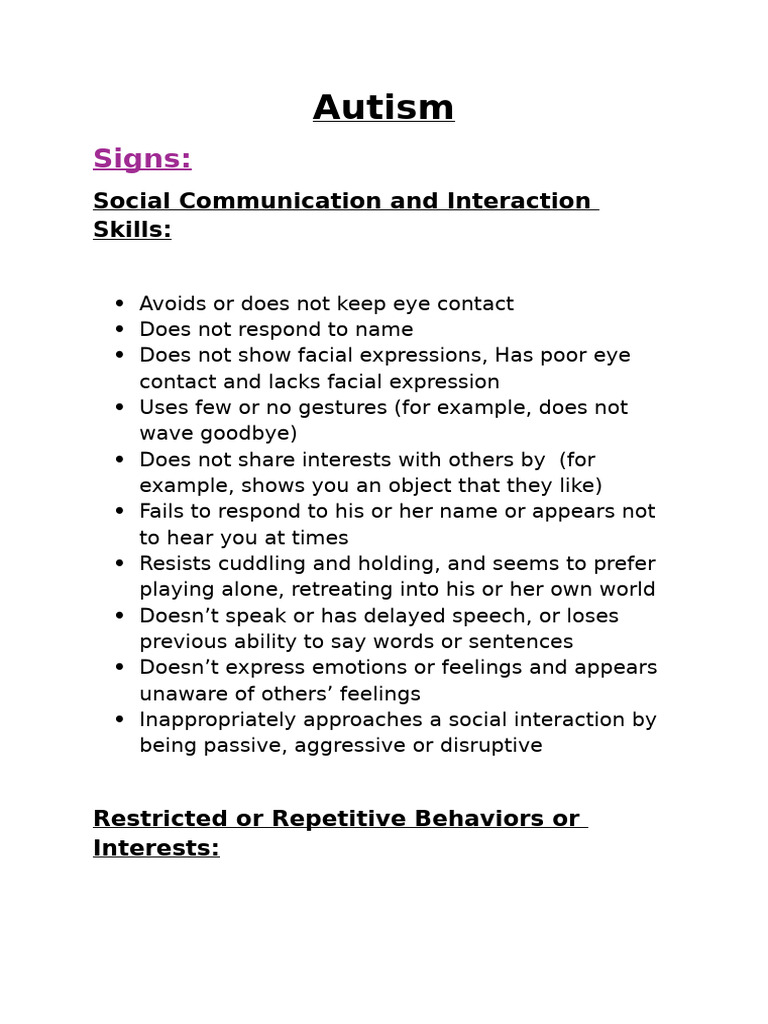 D2 Signs Autism | PDF