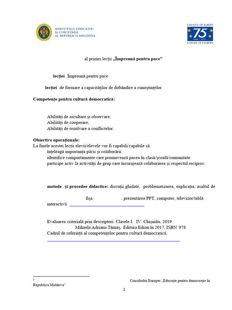 Repere Prima Lectie Clasele I-II (Varianta 2) | PDF