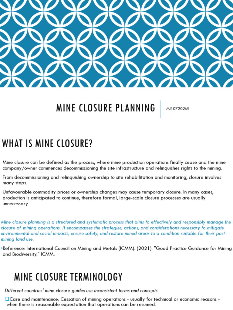 Mine Closure Planning | PDF | Mining | Science & Mathematics