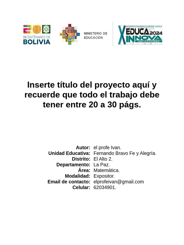 Plantilla Proyecto Educa Innova 2024 - El Profe Ivan.dotx (1) | PDF