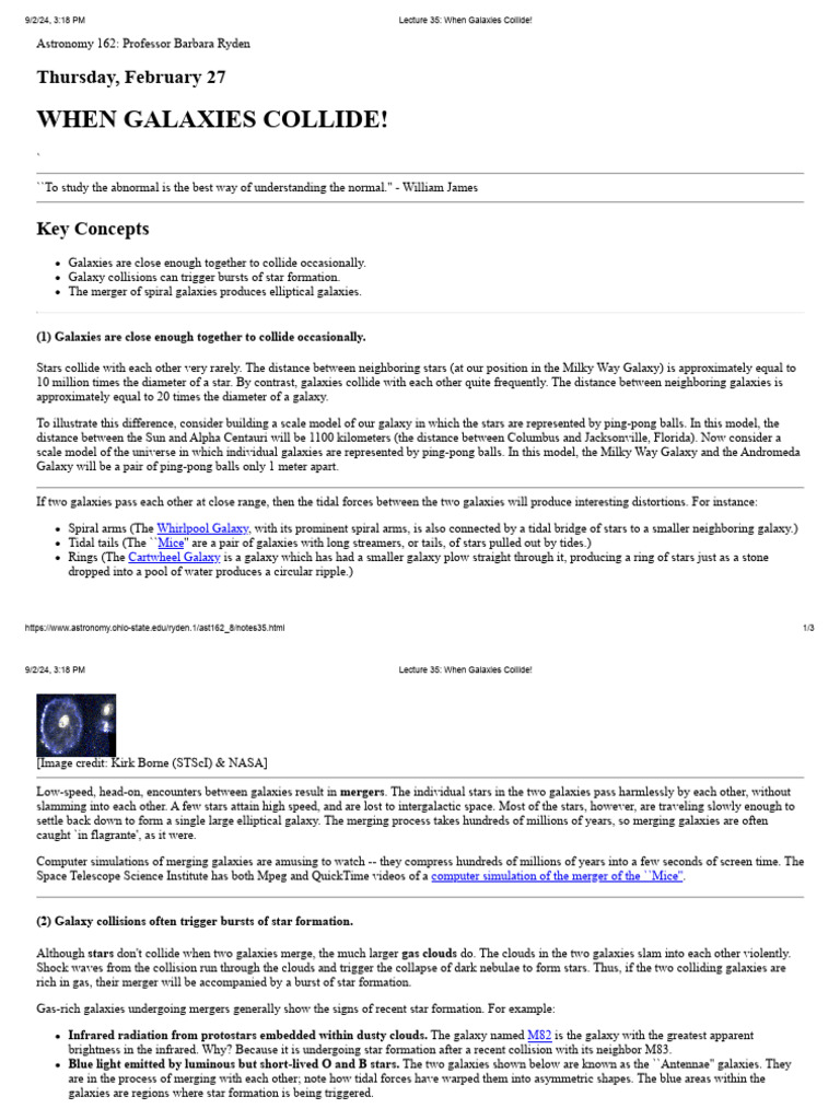 Lecture 35 - When Galaxies Collide! | PDF