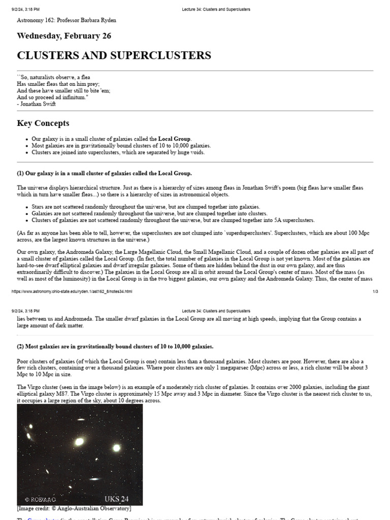 Lecture 34_ Clusters and Superclusters | PDF