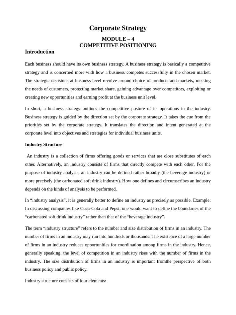 Corporate Strategy Module IV | PDF | Competitive Advantage | Strategic ...