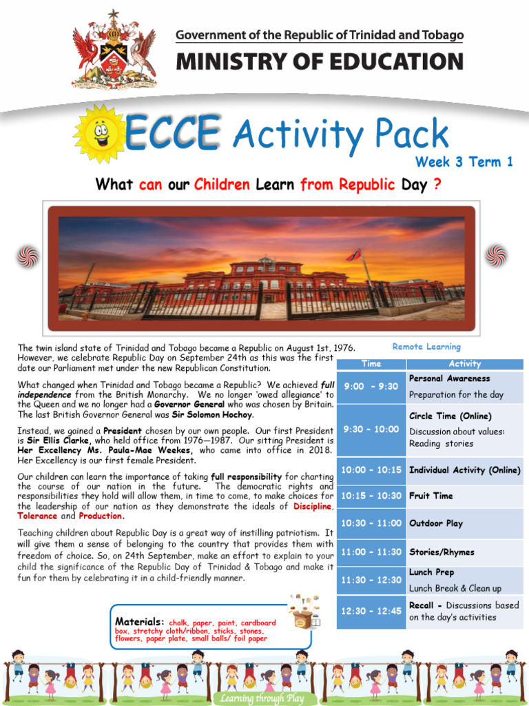 ECCE Activity Pack Week 3 Term 1 62b948b45dd72 | PDF | Republic | Art