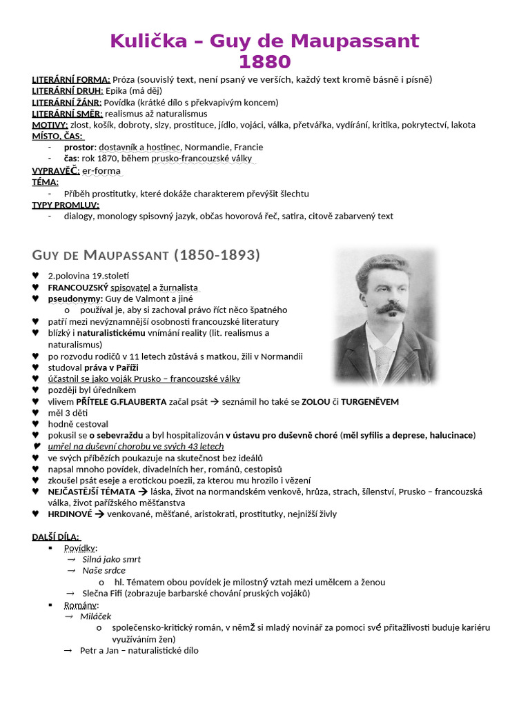 1.kulička - Guy de Maupassant | PDF