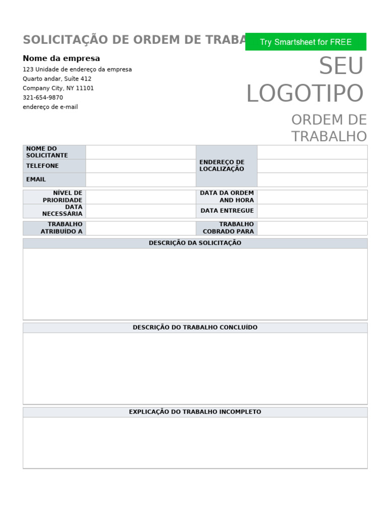 IC Printable Work Order Request Form Template 57207 WORD PT | PDF