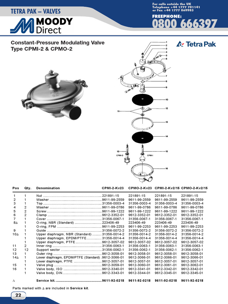 Tetra Pak Valves Cpmi2 Cpmo2 | PDF