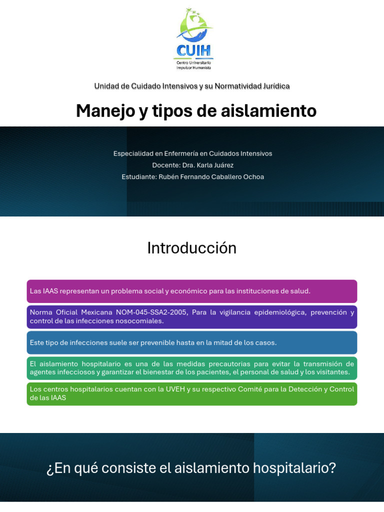 Manejo y Tipos de Aislamiento | PDF | Infección | Lavado de manos