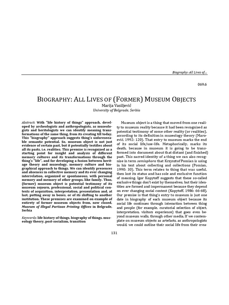 Biography All Lives of Former Museum Obj | PDF
