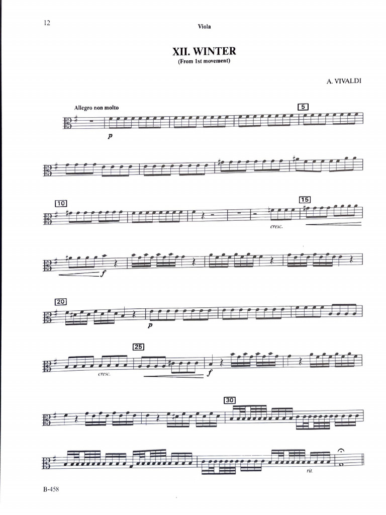 Winter From 1st Movement - Vivaldi Viola | PDF