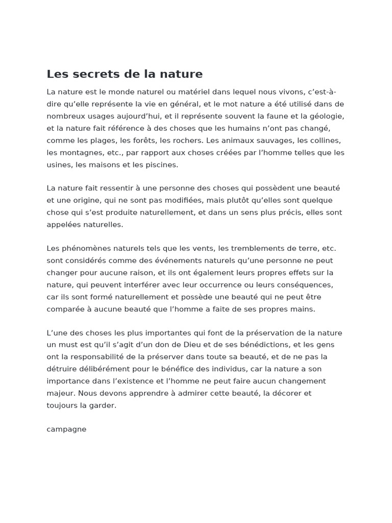Les Secrets de La Nature | PDF