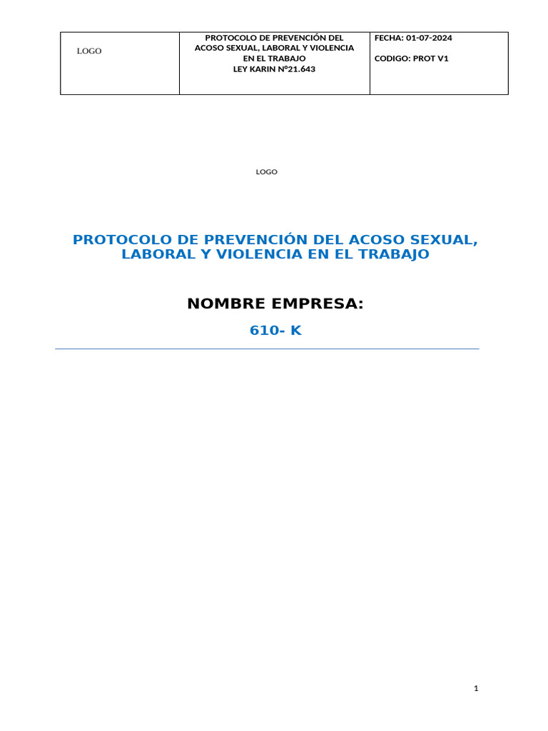 Ejemplo-APLICANDO-Protocolo-Ley-Karin[1] | PDF