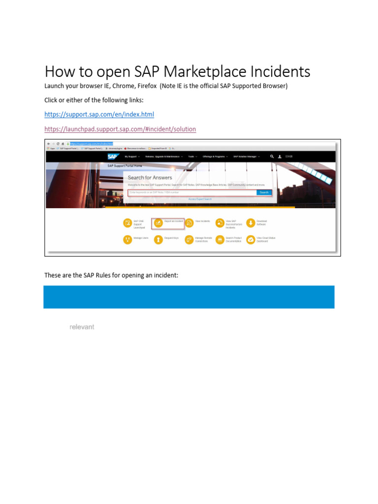 How To Open SAP Marketplace Incidents | PDF