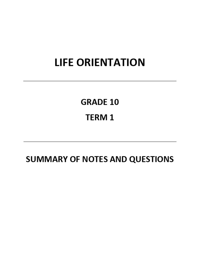 GR10 - Life Orientation - Notes | PDF