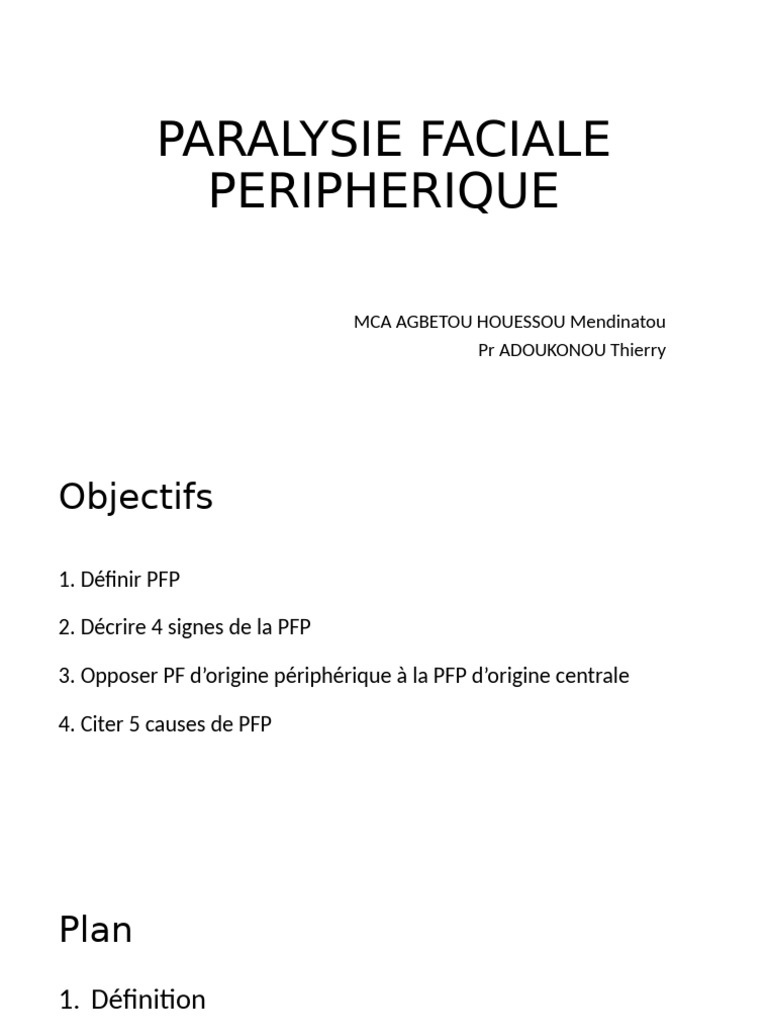 Paralysie Faciale Peripherique | PDF