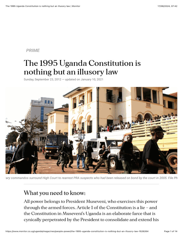 The 1995 Uganda Constitution Is Nothing But An Illusory Law - Monitor ...
