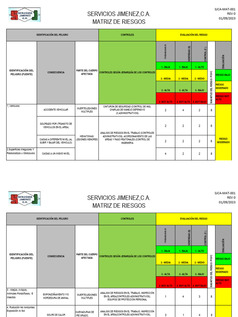 MATRIZ DE RIESGOS (IPER) | PDF