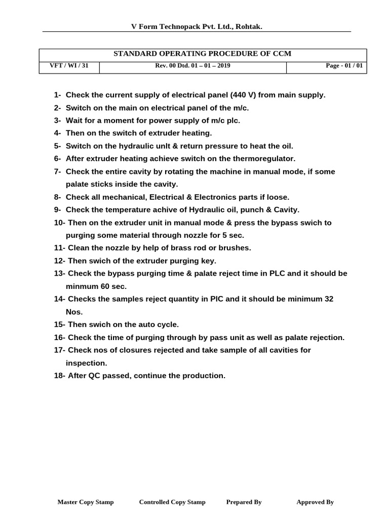 Vft-Wi-31 Sop of CCM | PDF