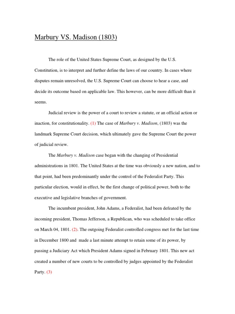 Marbury V Madison 1803 | PDF | Marbury V. Madison | United States ...
