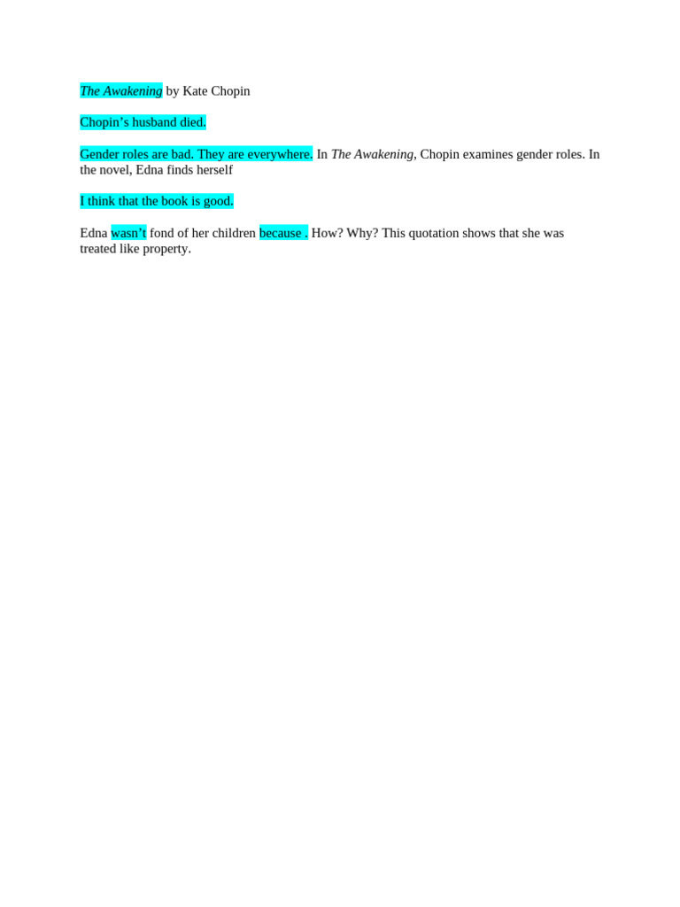 The Awakening by Kate Chopin | PDF