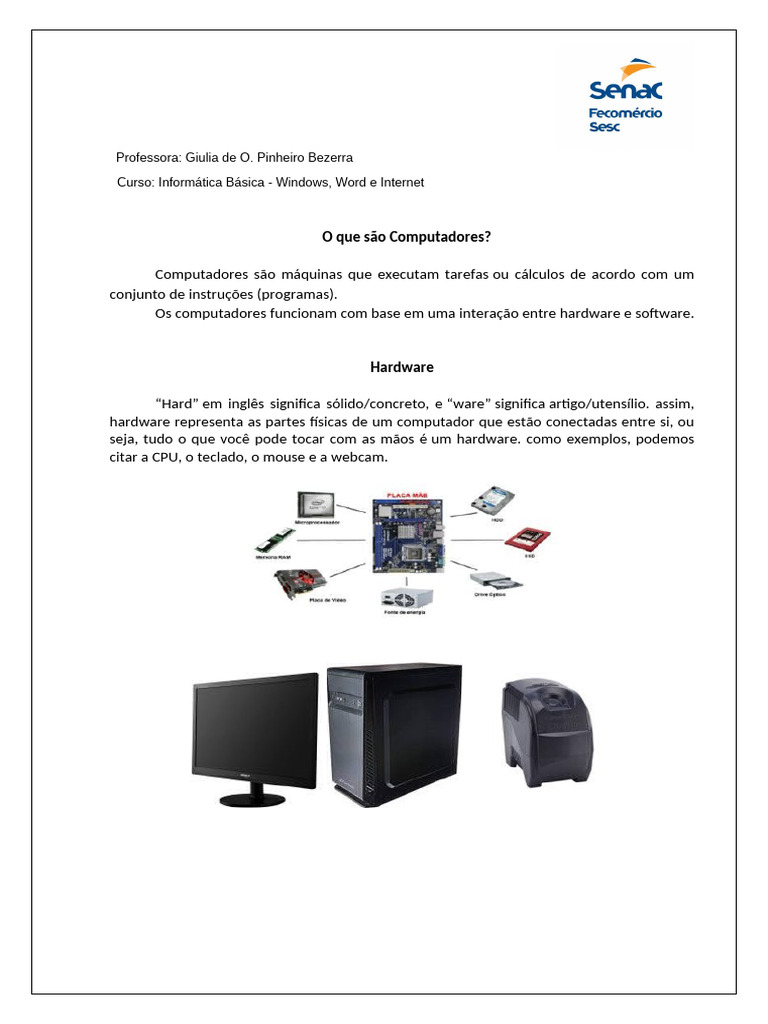 Resumo Aulas de Informática Básica - Windows-Word e Internet | PDF