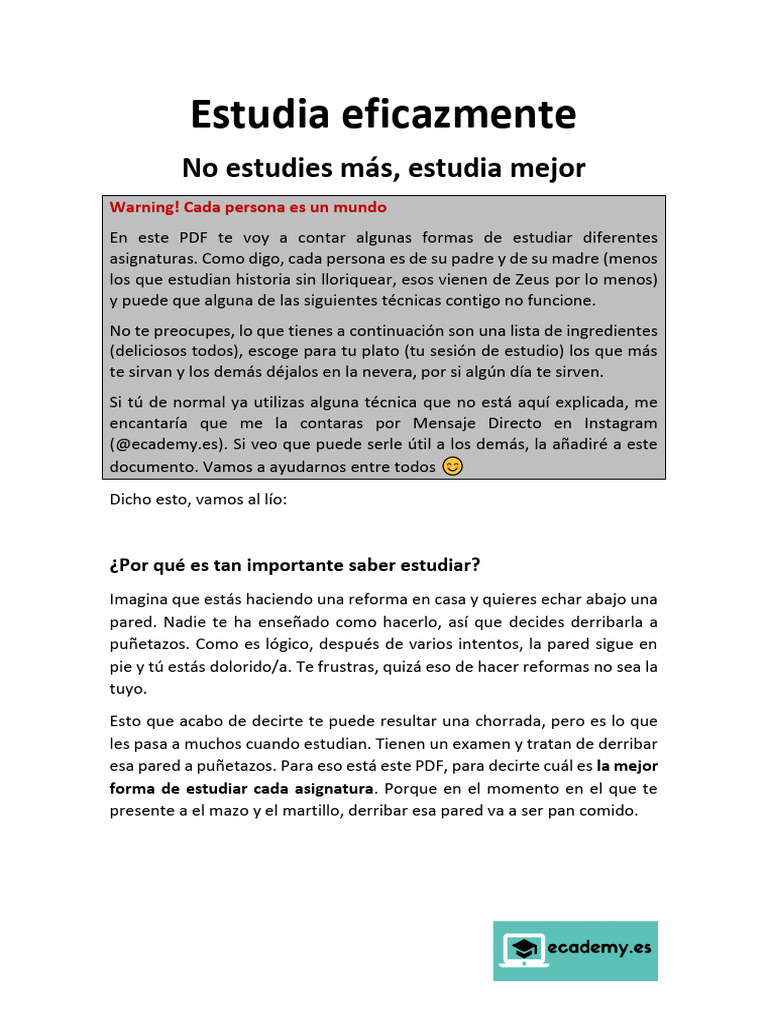 PDF 3 Aprende A Estudiar Eficazmente | PDF