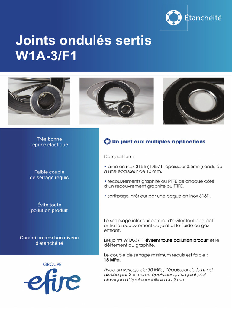 Joints Ondules Sertis W1a 3f1 Efire | PDF