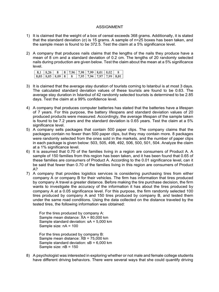 ASSIGNMENT | PDF | Standard Deviation | Sampling (Statistics)